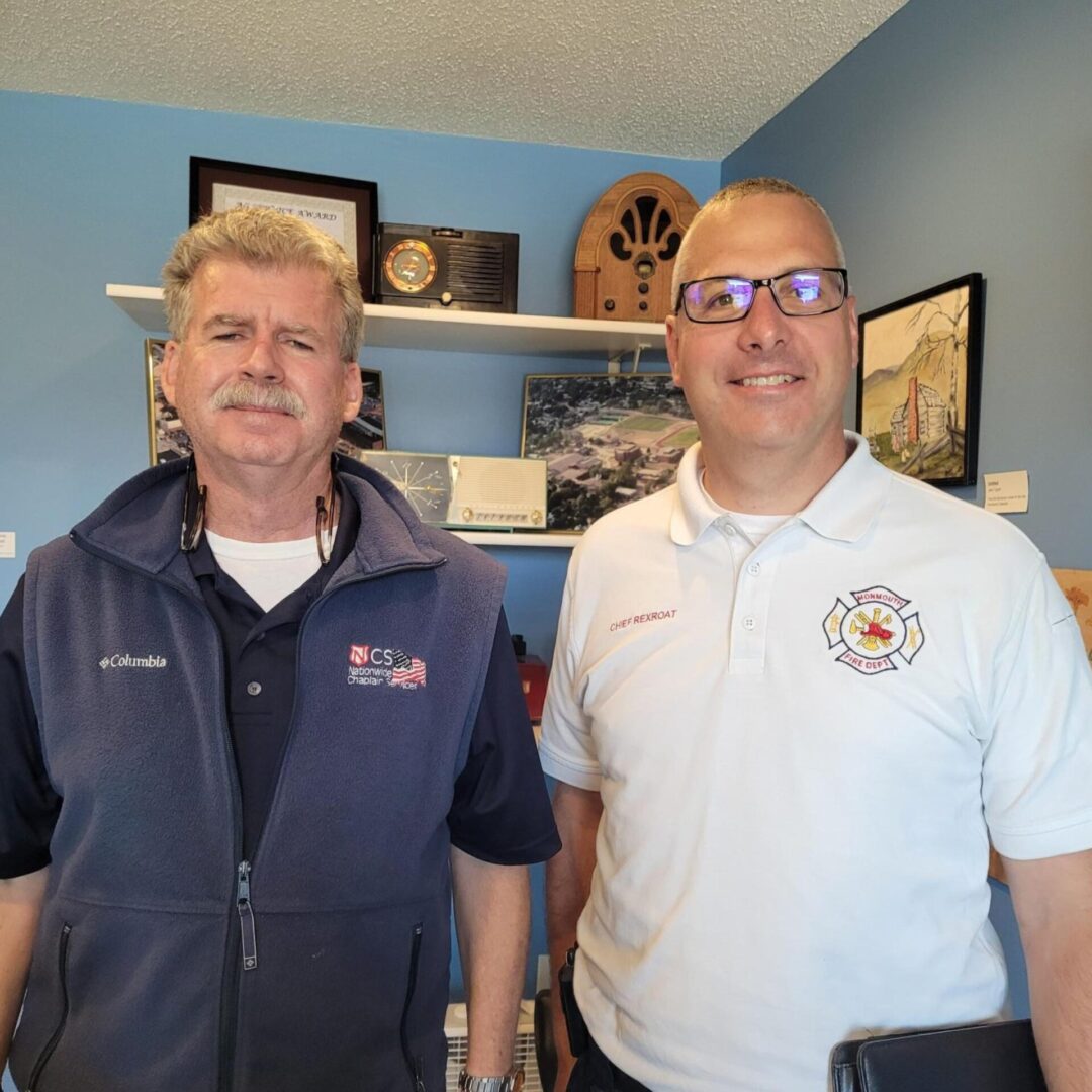 Monmouth Fire Chief Casey Rexroat and Chaplain Brad Bone | Prairie ...